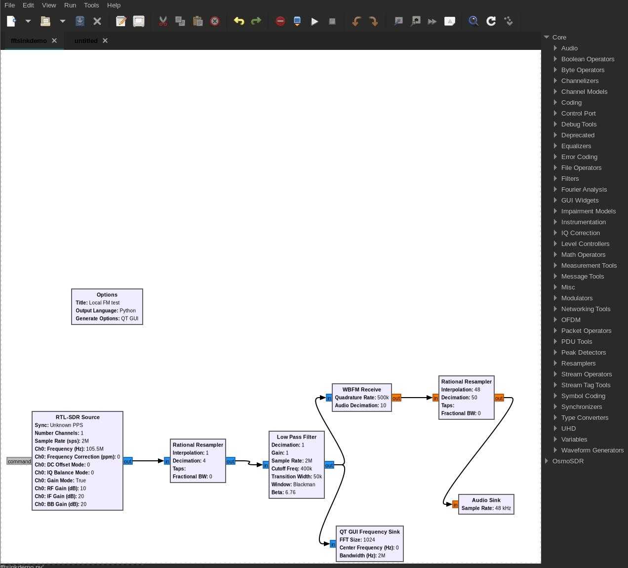 Basic intro to GNU Radio -- Tune a FM station by Brendan Horan